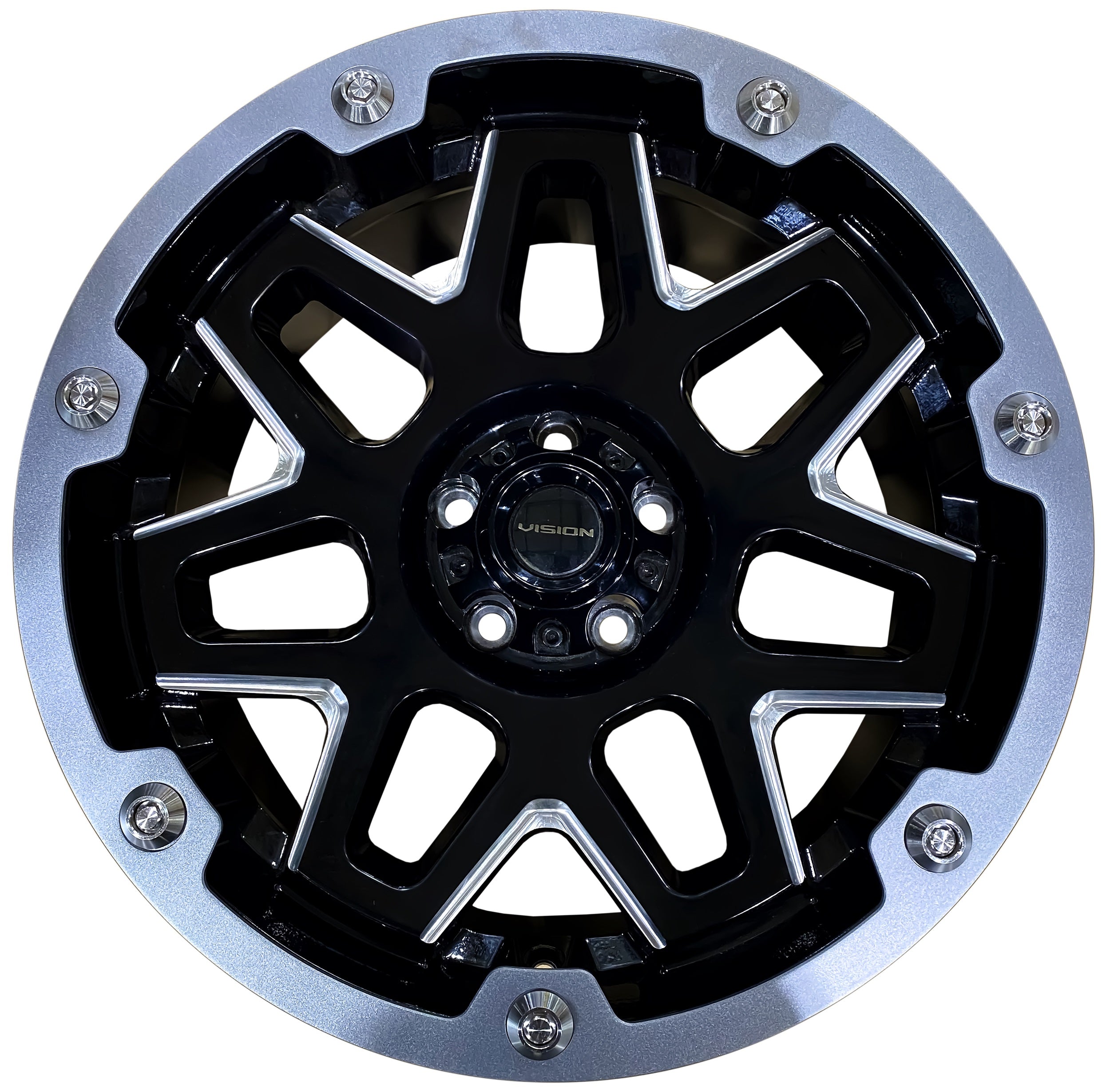 eCustomrim 18x9 Trailer Wheel Gloss Black Grey Ring Vision Rim 5 Lug 4 ...