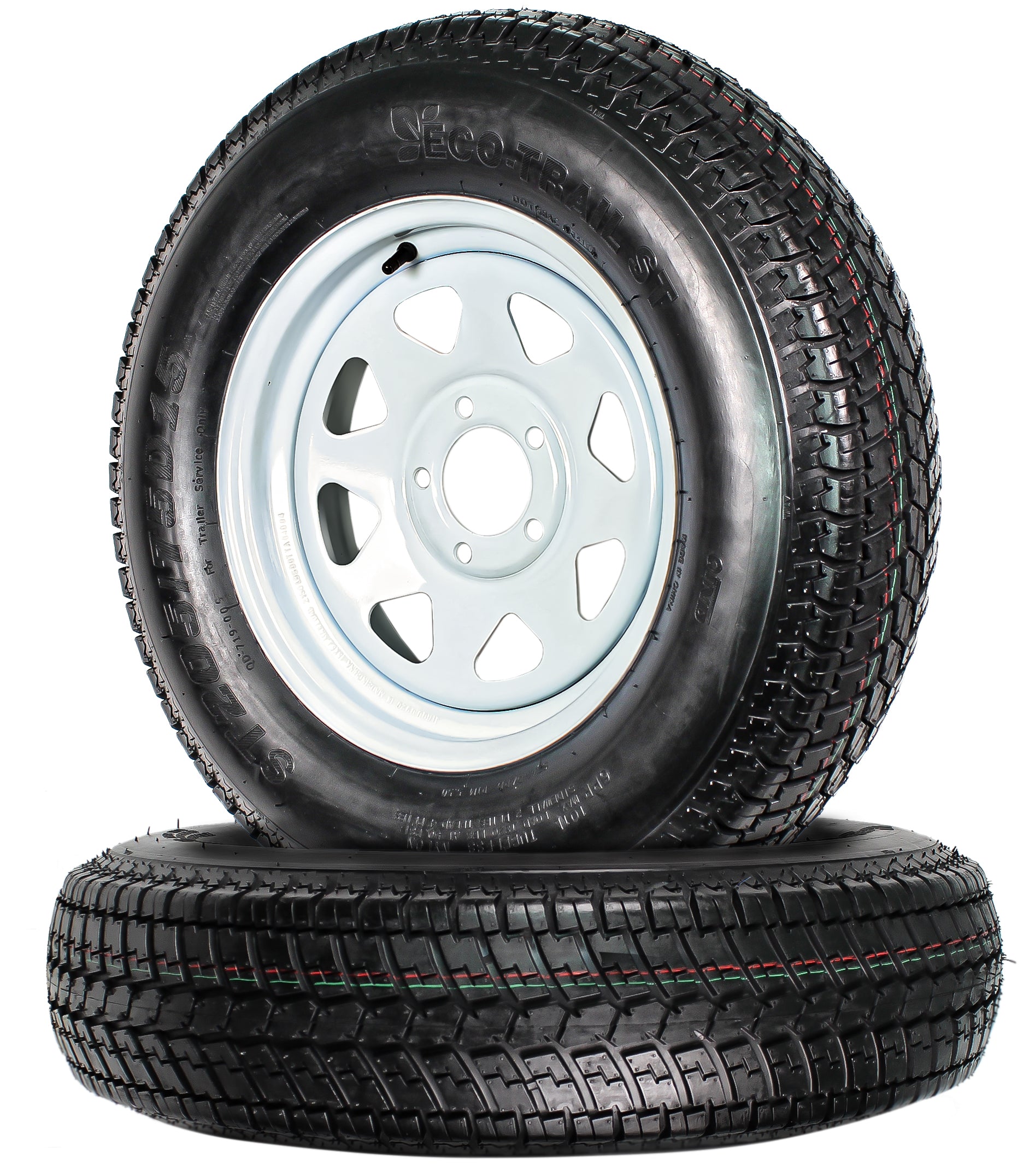 2-Pack Trailer Tire Rim Assembly ST205/75D15 15 Inch Load C 5 Lug Whit ...