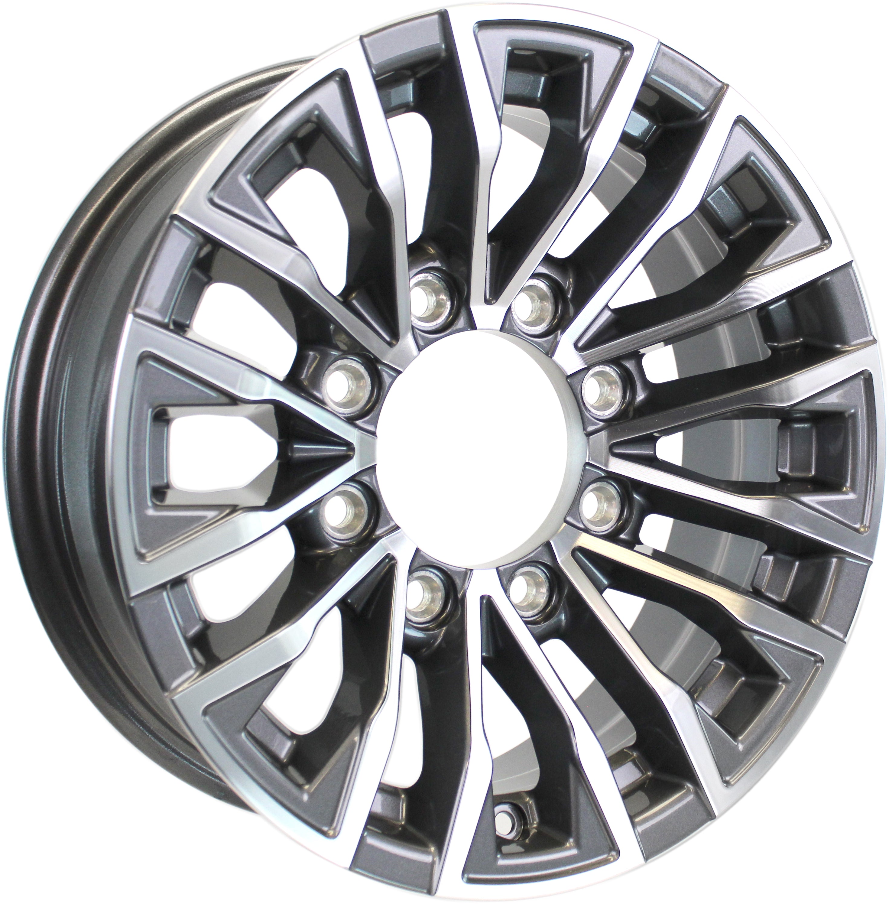 Aluminum Trailer Wheel 16X6 16 X 6 8 Lug 6.5 Center Edge Gun Metal Rim ...