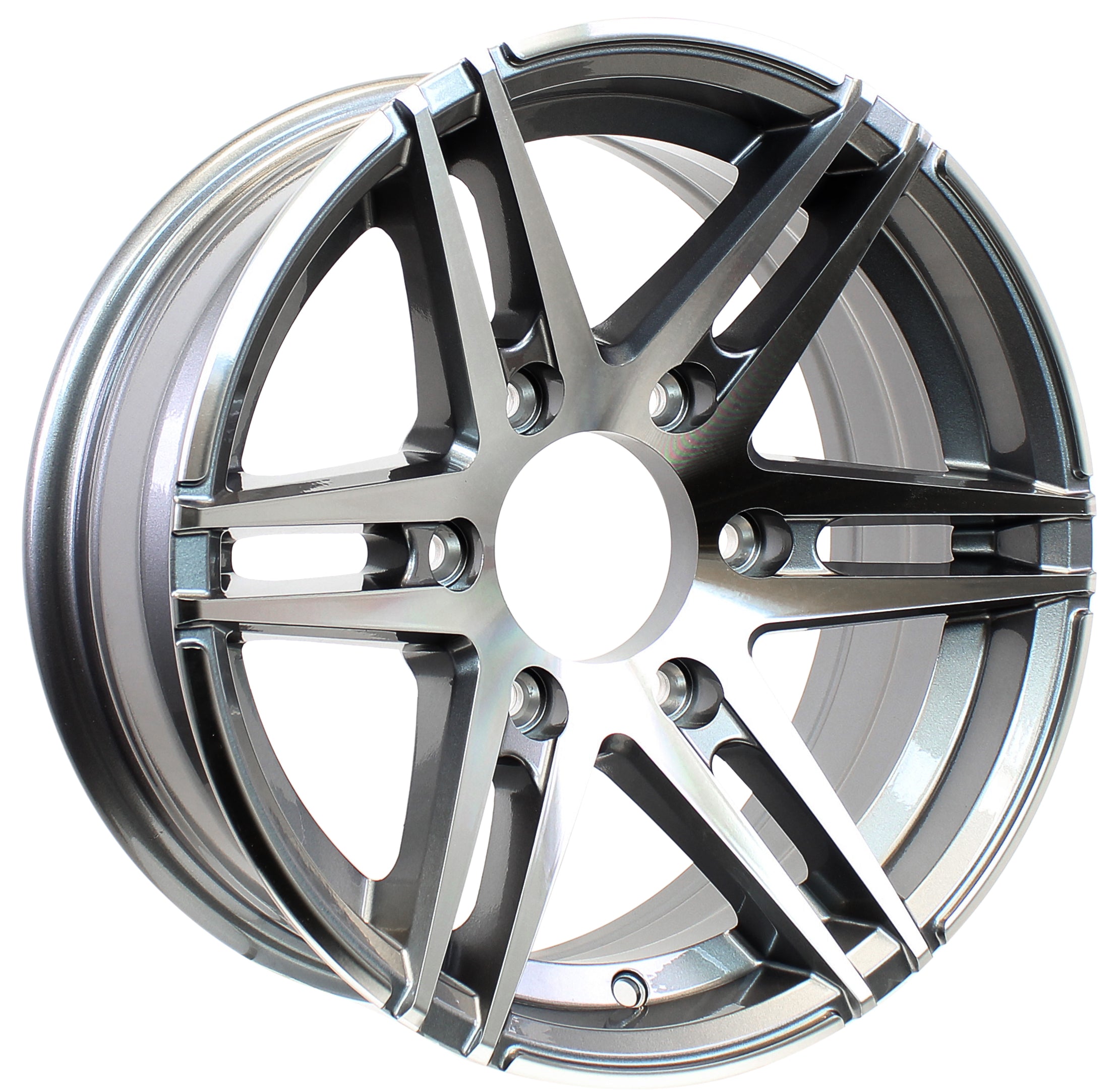 Aluminum Trailer Wheel 16X6 16 Inch Rim Gun Metal Machined 6 Lug PDSW6 ...