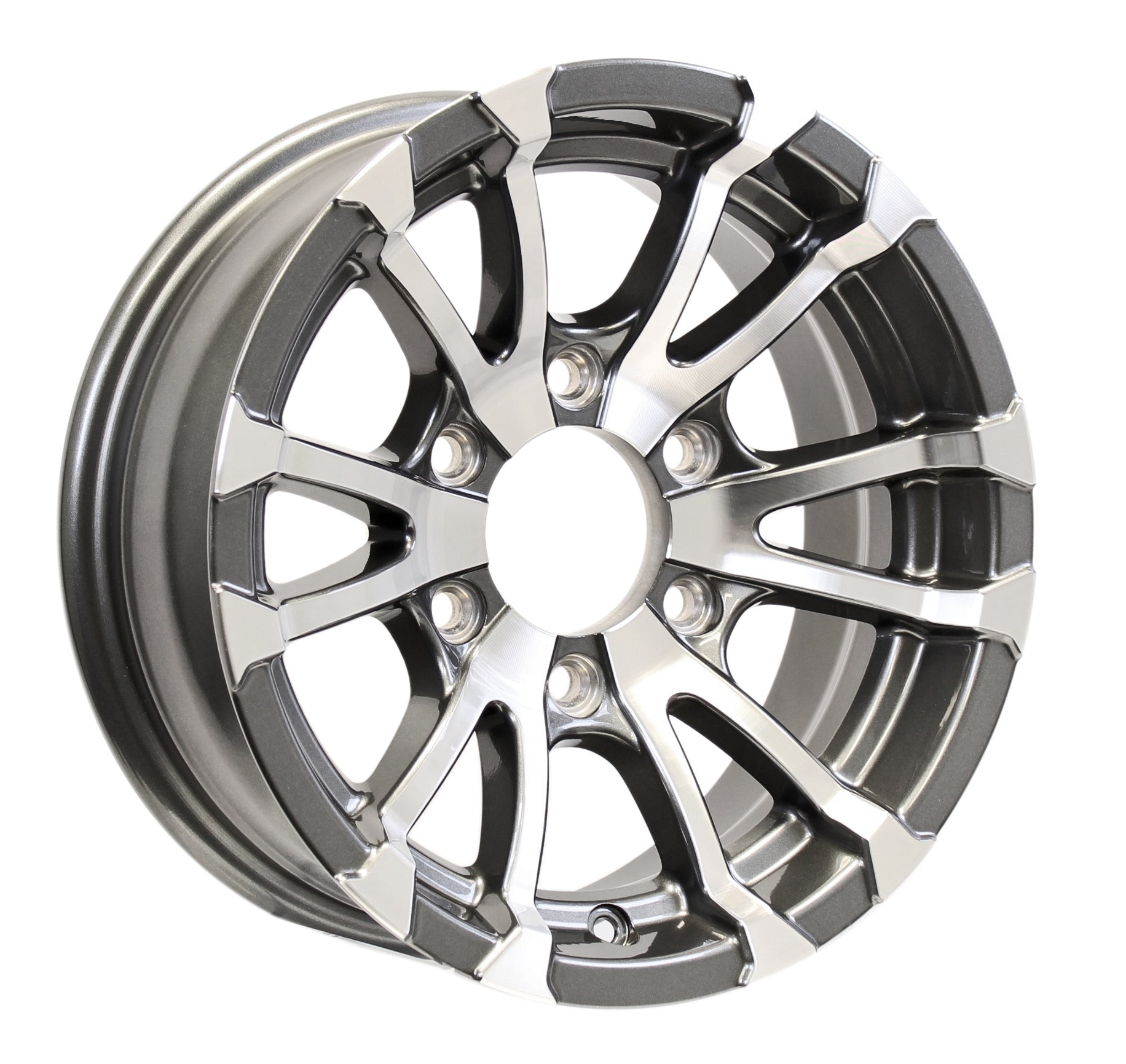 Aluminum Trailer Wheel 15X6 15 Inch Rim Gun Metal Machined 6 Lug SSAV5 ...