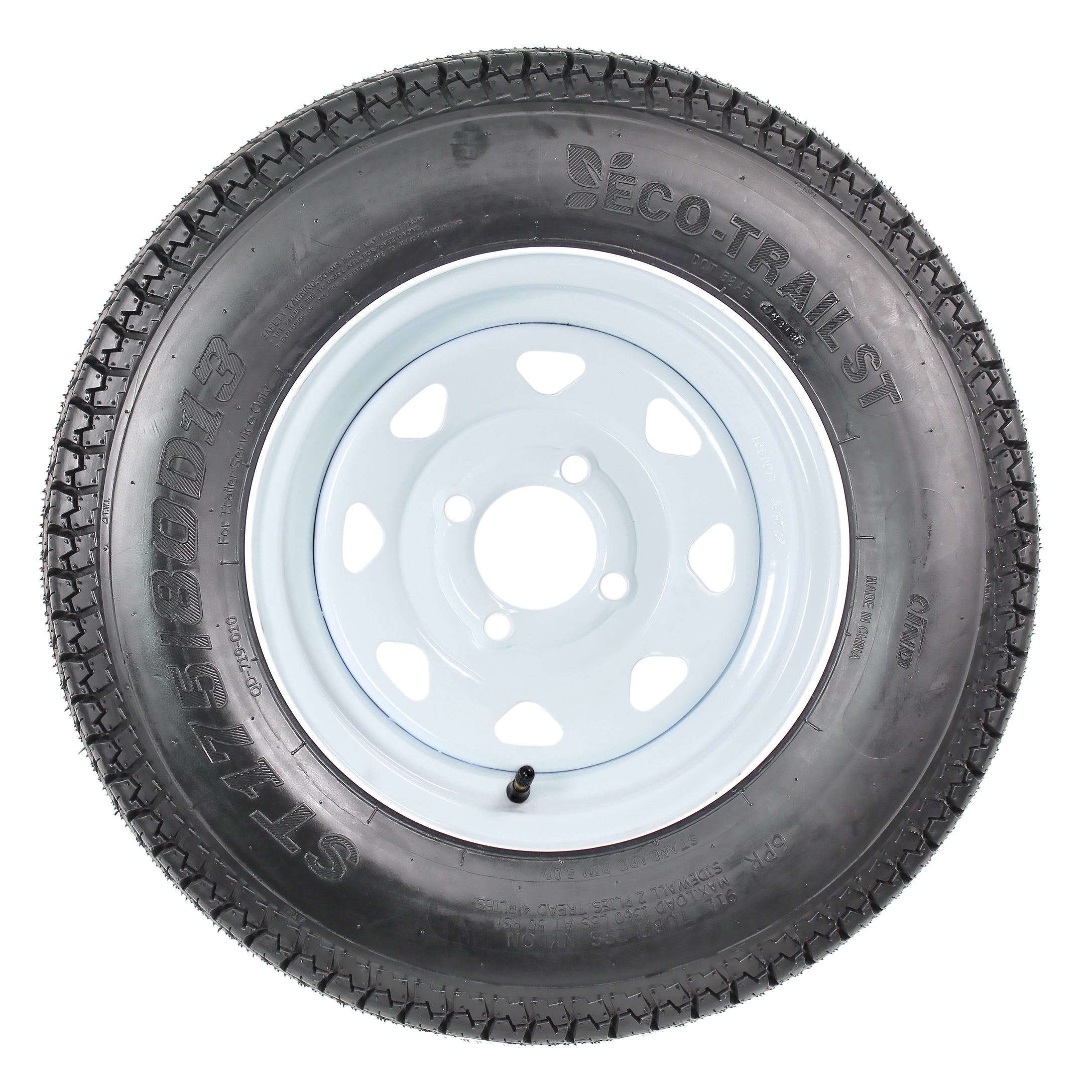 eCustomrim Trailer Tire Rim ST175/80D13 175/80 D 13 LRC 4 Lug White Sp ...